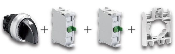 . SEL. KNOB PLASTIC 3 POS. SPRING RETURN TO CENTRE KIT W/MTG ADAP. & 2 ...